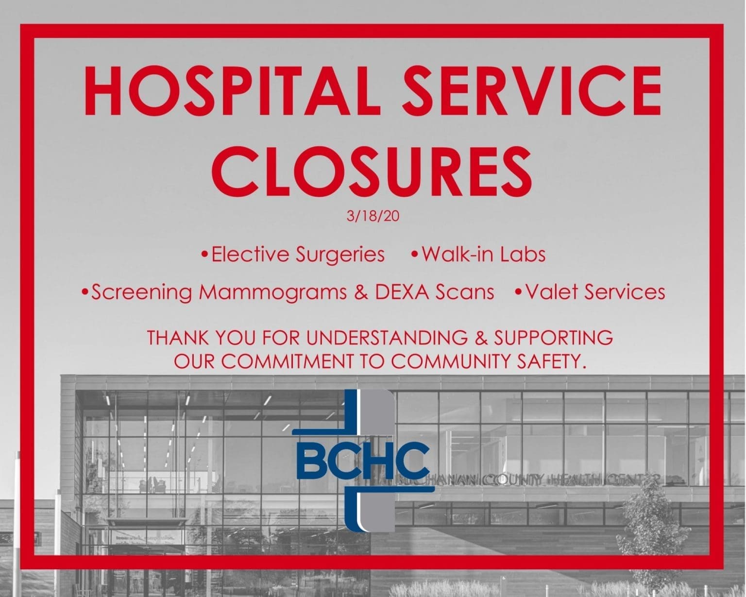 Hospital Service Closures 3.18.20
