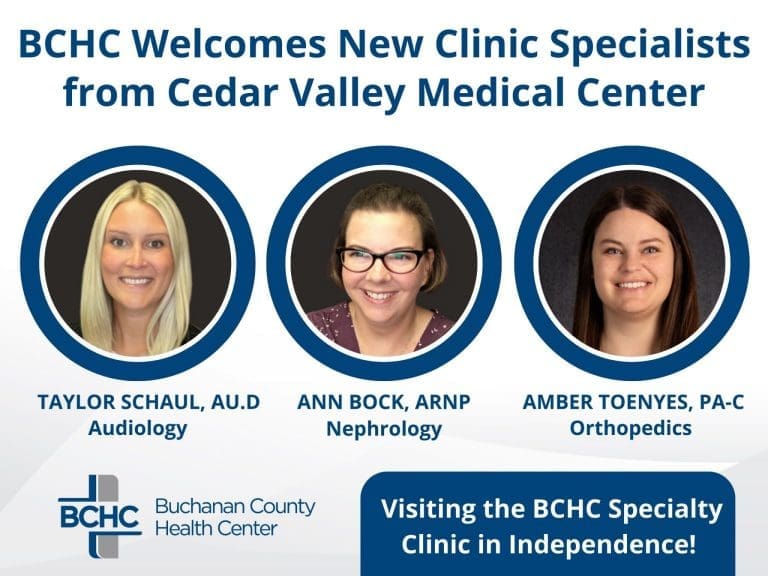 BCHC Welcomes New Specialists from Cedar Valley Medical Center in ...